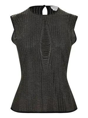 ALEXANDER MCQUEEN Alexander McQueen Sleeveless Crew Neck Knit Top With Metallic Threads