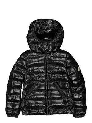 Moncler Logo Patch Hooded Down Jacket - Black