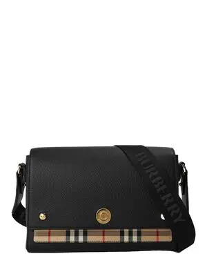 Burberry Check Cotton Top Handle Note Bag - Black