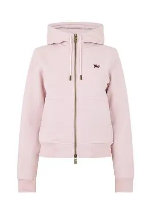 Burberry Zip-up Hooded Sweatshirt With Printed Design - Pink