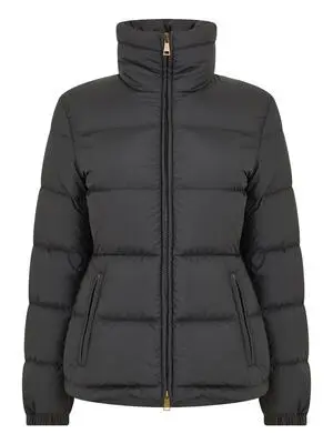 Moncler Quilted Down Jacket With Stand Collar - Black