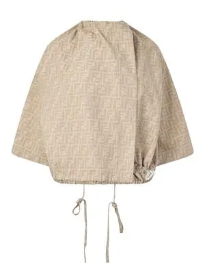 Fendi Ff Jacquard Cape Top - Raffia