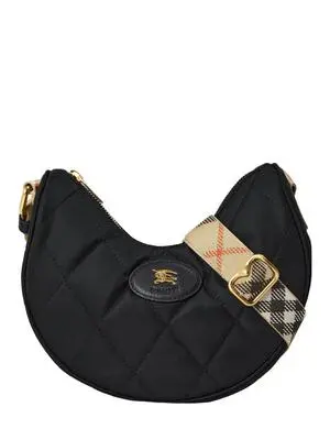 Burberry Quilted Underarm Bag With Monogram Strap - Black