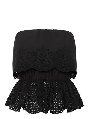 POSSE Posse Off-the-Shoulder Eyelet Peplum Top