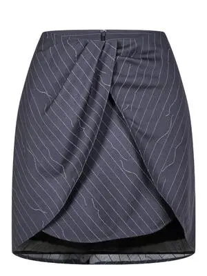 Off-White Striped Midi Skirt - Black
