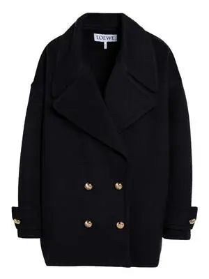Loewe Double-breasted Peacoat With Straps - Midnight Blue