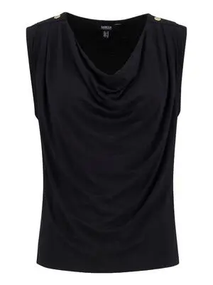 Barbour Saskia Drape Neck Top With Stud Embellishments - Black