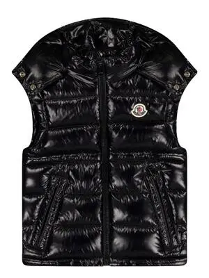 Moncler Quilted Zip Vest With Logo Patch - Black