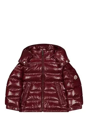 Moncler Logo Patch Hooded Down Jacket - Brown
