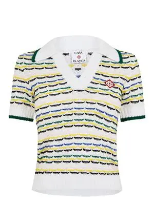 Casablanca Logo Patch Polo Shirt - White