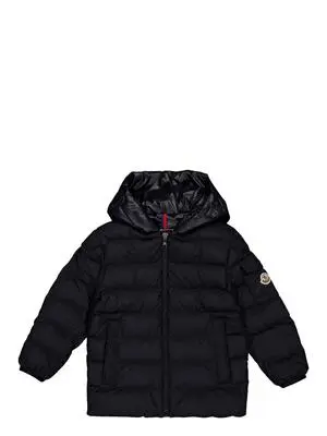 Moncler Logo Patch Hooded Down Jacket - Black