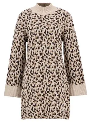 Barbour International Juliana Leopard Print Wool-blend Knit Mini Dress - Multi