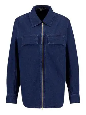 Barbour Long-sleeved Zip-up Denim Jacket - Blue