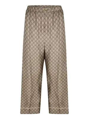 Gucci Monogram Wide-leg Track Pants - Nude