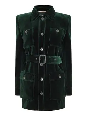 Saint Laurent Velvet Belted Jacket - Black