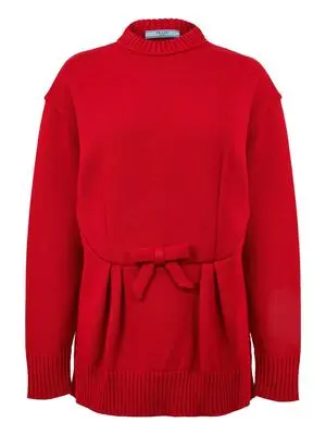 PRADA Prada Mock Neck Waist-Cinched Knit Sweater