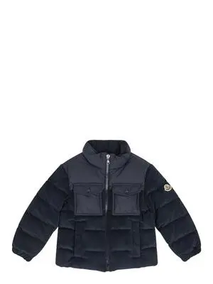 Moncler Quilted Down Jacket With Logo Patch - Black