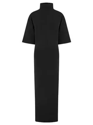 JEAN PAUL GAULTIER High Collar Printed Lettering Maxi Dress - Black