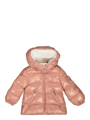 Moncler Moncler Logo Patch Hooded Down Jacket Pink