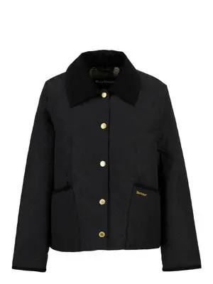 Barbour Quilted Jacket With Corduroy Collar - Black