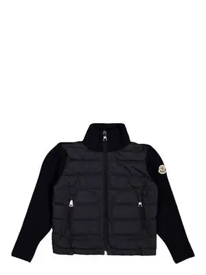 Moncler Quilted Zip-up Jacket With Logo Patch - Black