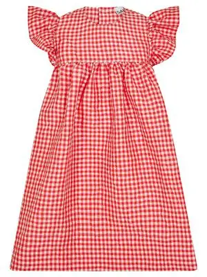 GANNI Ganni Ruffled Gingham Mini Dress