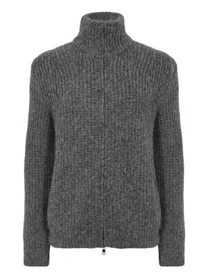 Moncler Ribbed Knit Zip Cardigan - Black