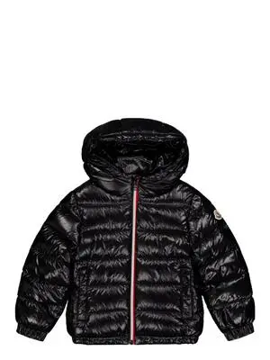 Moncler Logo Patch Hooded Down Jacket - Black