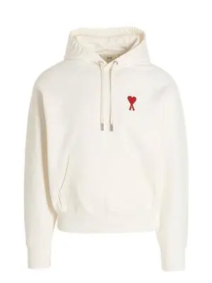 AMI Paris De Coeur Embroidered Hoodie - White