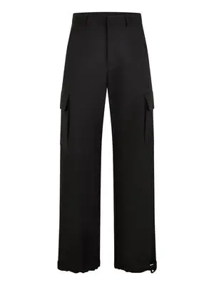 Off-White High-waisted Wide-leg Cargo Trousers - Black