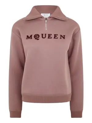 Alexander McQueen Logo Half-zip Sweater - Brown