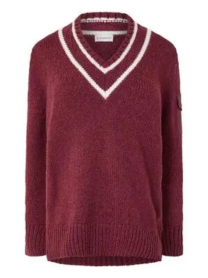 Moncler V-neck Knitted Sweater - Red