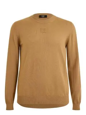 Fendi Crew Neck Long Sleeve Knit Sweater - Brown