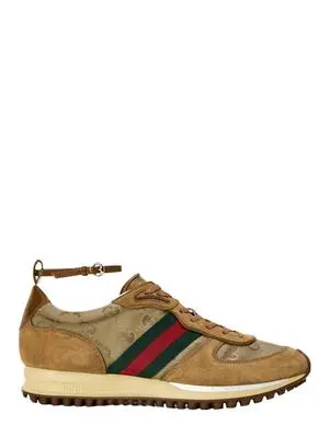 Gucci Logo Web Stripe Sneakers - Brown
