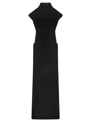 JEAN PAUL GAULTIER Sleeveless High Neck Maxi Dress With Pleated Detailing - Black