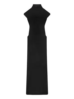JEAN PAUL GAULTIER Sleeveless High Neck Maxi Dress With Pleated Detailing - Black