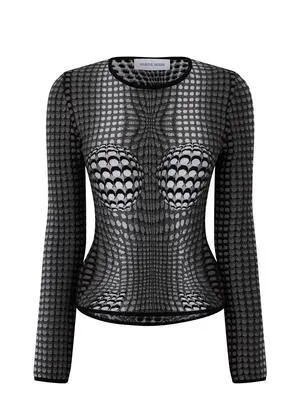 MARINE SERRE Moon Jacquard Knit Cover-up - Black