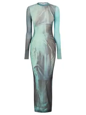 JEAN PAUL GAULTIER Round Neck Long Sleeve Gradient Dress - Gray
