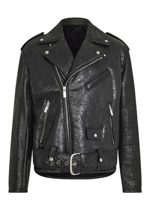 Off-White Leather Biker Jacket - Black