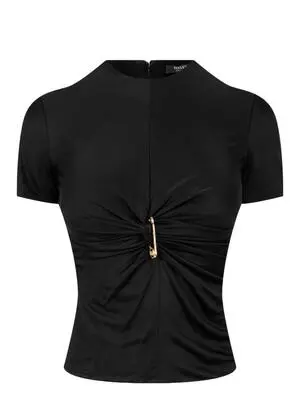 Versace Safety Pin Embellished Top - Black