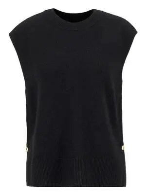 Barbour Sleeveless Crew Neck Sweater With Button Detail - Black