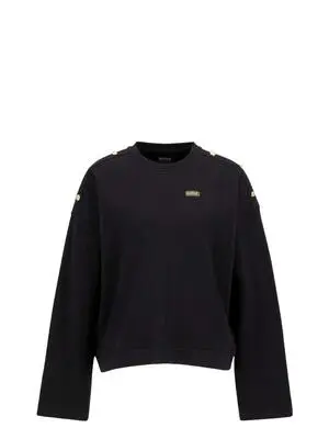 Barbour Crew Neck Sweatshirt With Button Detailing - Black