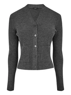 JOSEPH Joseph Ribbed Button-Front Sweater With Patch Pockets