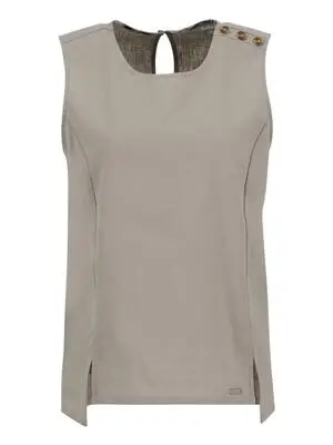 Barbour Lucy Sleeveless Top With Button Detailing - Gray