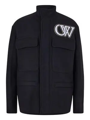 Off-White Stand Collar Jacket With Graphic Print - Black