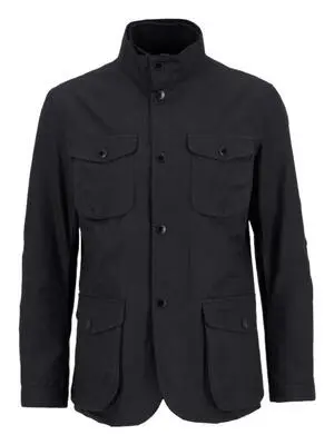 Barbour Ogston Wax Jacket With Stand Collar - Black