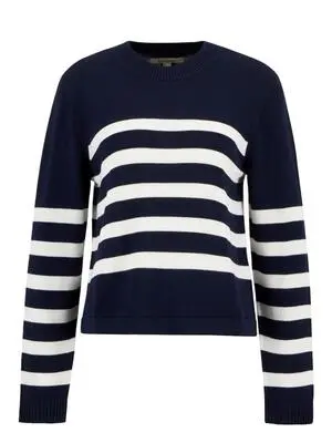 Barbour Barbour Demi Jumper - Striped Crewneck Sweater Deep Navy
