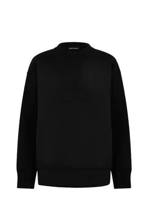 ANINE BING Long Sleeve Crewneck Sweatshirt With Debossed Logo - Black