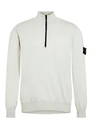Stone Island Quarter Zip Knit Sweater - White