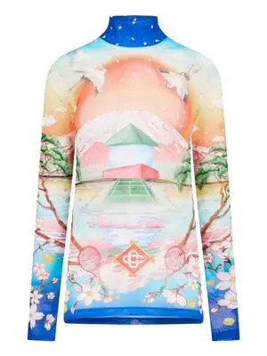 Casablanca Printed High Neck Long Sleeve T-shirt - Multicolor